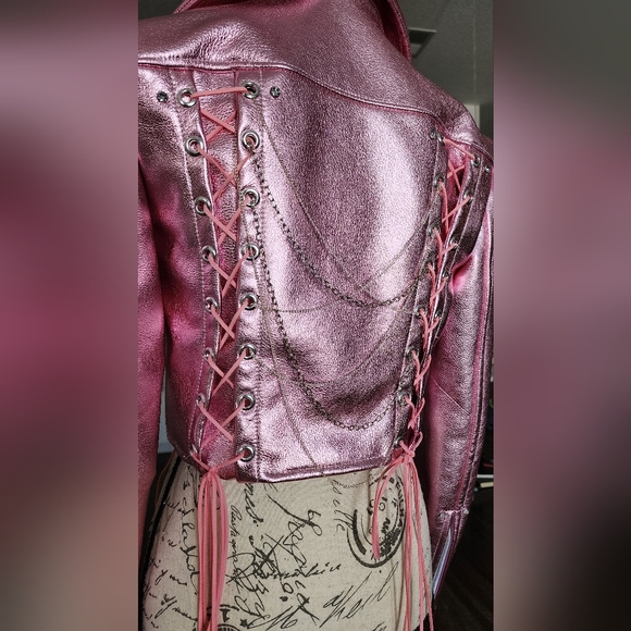 kelsey renee | Jackets & Coats | Custom Metallic Pink Leather ...
